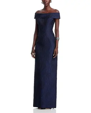 Rickie Freeman For Teri Jon Jacquard Gown - Navy