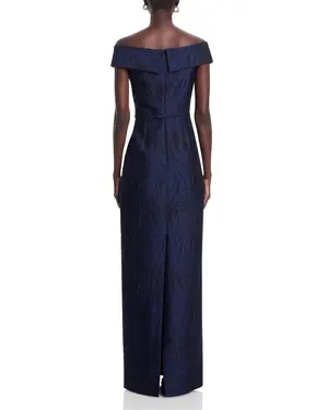 Rickie Freeman For Teri Jon Jacquard Gown - Navy
