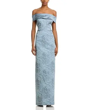 Rickie Freeman For Teri Jon Jacquard Gown - Slate