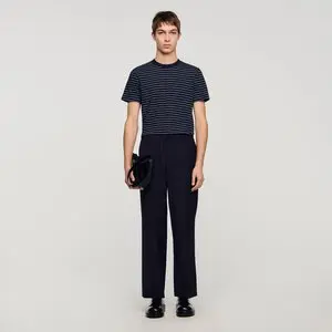 Sandro Wide-leg Trousers - Navy Blue