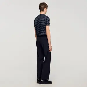 Sandro Wide-leg Trousers - Navy Blue