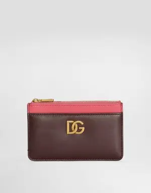 Dolce & Gabbana Calfskin Card Holder With Dg Logo Bordeaux