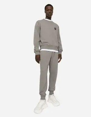 Dolce & Gabbana Cotton Jersey Sweatshirt With Logo Tag - Grey