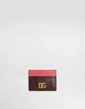 Dolce & Gabbana Calfskin Card Holder With Dg Logo - Bordeaux