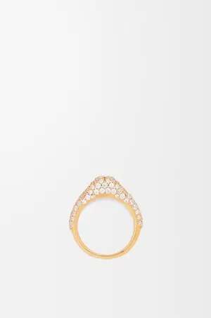 Loewe Sterling Silver Ring With Crystals - Gold/white