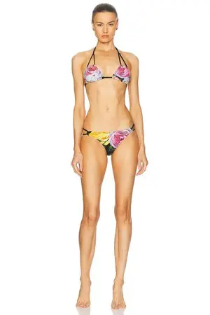 Dolce & Gabbana Jersey Bikini Set - Peony  Rose  & Nero