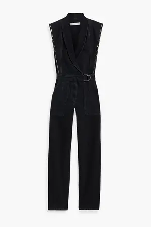 IRO PARIS Bilae Embellished Denim Jumpsuit - Black
