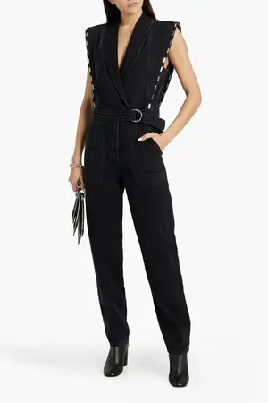 IRO PARIS Bilae Embellished Denim Jumpsuit - Black