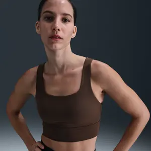 Nike Zenvy Medium-support Padded Longline Sports Bra - Brown