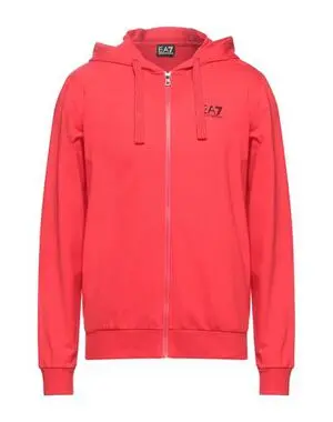 EA7 Cotton French Terry Zip-up Sweatshirt - Red