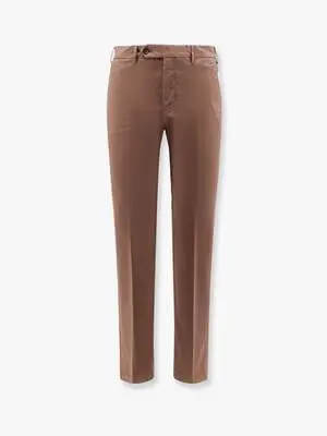 PT TORINO Stretch Cotton Trousers With Logo Charm