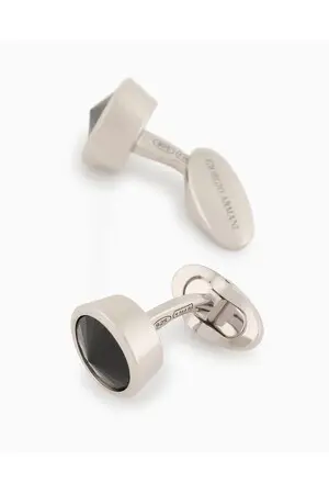 Giorgio Armani Sterling Silver Cufflinks With A Coloured Crystal