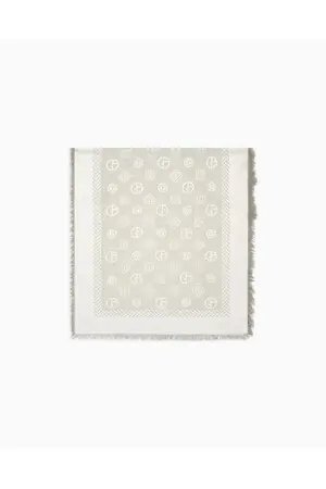 Giorgio Armani Monogram Jacquard Virgin-wool And Silk Stole - Beige