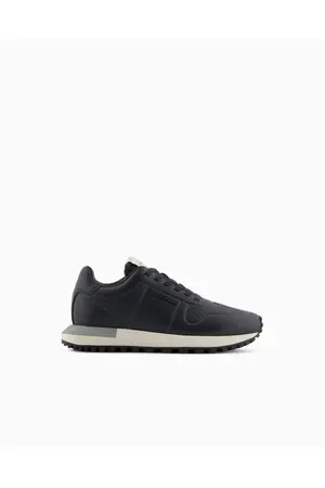 Emporio Armani Leather Sneakers - Navy