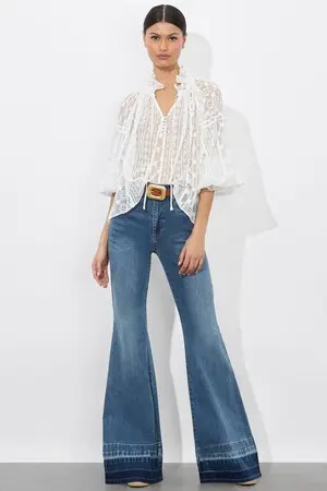 Alice + Olivia Norah Eyelet Blouse - White