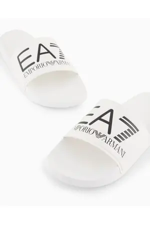 EA7 Slides With Oversized Logo - White