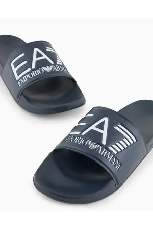 Emporio Armani Ea7 Slides With Oversized Logo - Blue