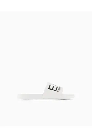 Emporio Armani Ea7 Slides With Oversized Logo - White