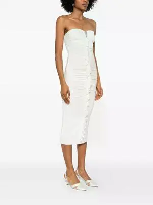 NISSA Ruffled-detailed Midi Dress - White