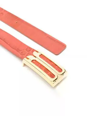 Victoria Beckham Crocodile-embossed Belt - Red