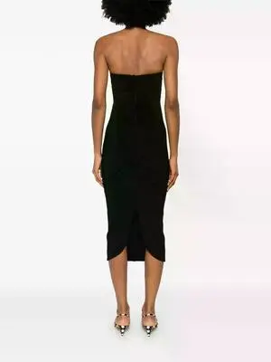 NISSA Ruffled-detailed Midi Dress - Black