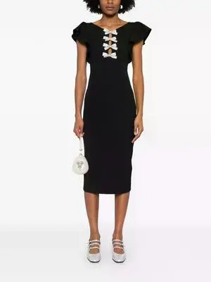 NISSA Bow-detailed Midi Dress