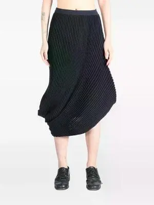 Issey Miyake Asymmetric Plissé Skirt - Black