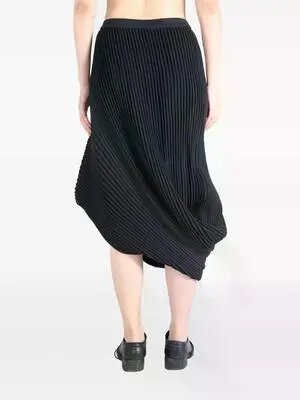 Issey Miyake Asymmetric Plissé Skirt - Black