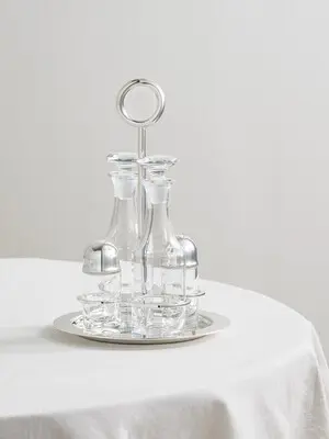 Christofle Vertigo Crystal And -plated Condiment Set - Silver