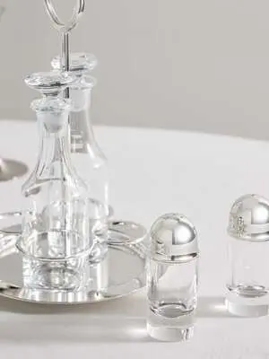 Christofle Vertigo Crystal And -plated Condiment Set