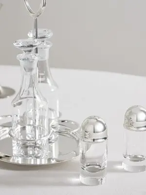 Christofle Vertigo Crystal And -plated Condiment Set