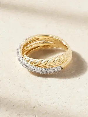 David Yurman Crossover Two Row 18-karat Diamond Ring - Gold