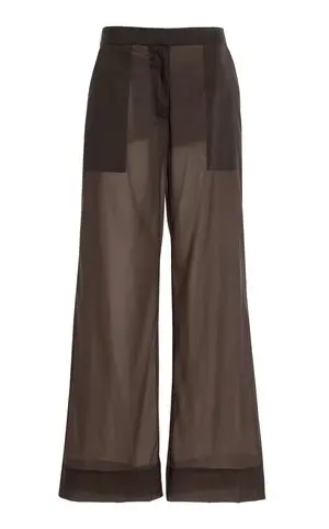 ST. AGNI Silk-blend Organza Wide-leg Pants - Olive
