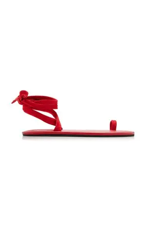 ST. AGNI Lace-Up Leather Flat Red
