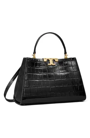 Tory Burch Eleanor Croc-embossed Leather Satchel - Black