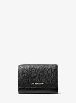 Michael Kors Bryant Medium Pebbled Leather Wallet In By - Black