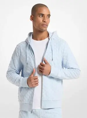 Michael Kors Logo Jacquard Terry Zip-up Hoodie
