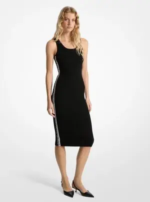 Michael Kors Stretch Knit Logo Tape Midi Tank Dress