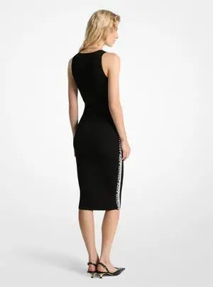 Michael Kors Stretch Knit Logo Tape Midi Tank Dress