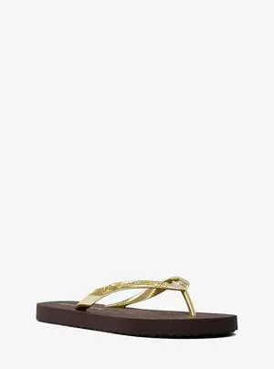 Michael Kors Signature Logo Flip Flops - Brown