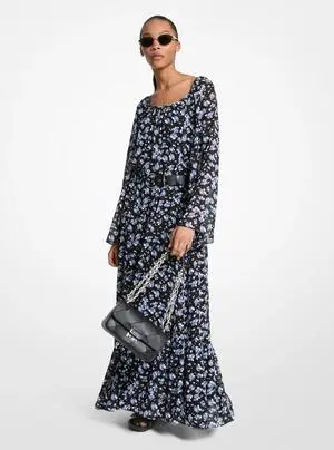 Michael Kors Floral Georgette Maxi Dress - Blue