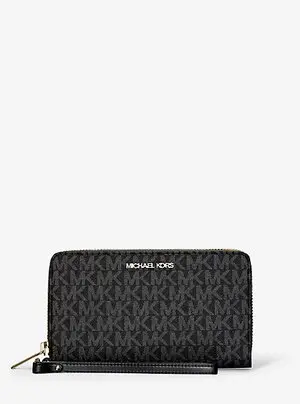 Michael Kors Jet Set Large Signature Logo Smartphone Wallet - Black