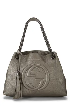 Gucci Leather Soho Chain Tote - Silver