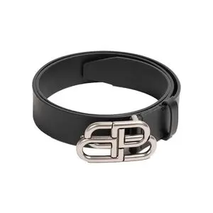 Balenciaga BB Silvertone Belt Black