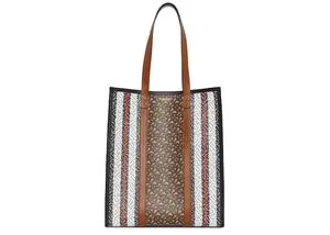 Burberry Monogram Stripe Ecanvas Portrait Tote