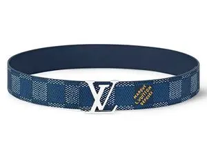 LOUIS VUITTON Reversible Belt Initiales Monogram Eclipse Reverse 40MM Heritage Blue