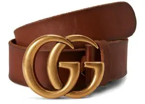 GUCCI Double G Buckle Leather Belt 1.5 Width