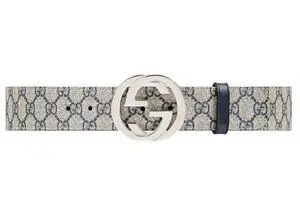 Gucci Gg Supreme Belt With Interlocking G Buckle 1.5w - Beige/blue