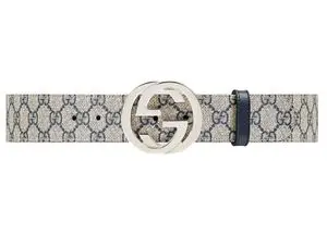 Gucci GG Supreme Belt With Interlocking G Buckle 1.5W Beige/blue