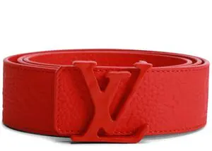 Celine Louis Vuitton LV Initiales Silver Buckle 40mm Belt Red